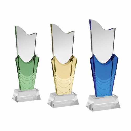 10in Clear & Green Glass Award AC175 - Awards Trophies Supplier